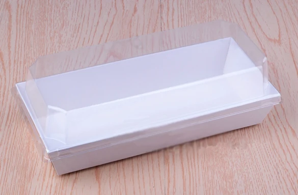 19*8*6cm Wrap Boxes Long Cake Box Transparent Square Sandwich Box Puff ...