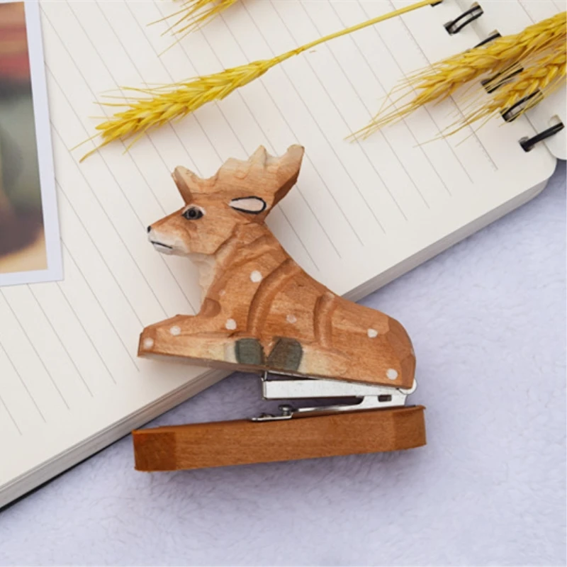 Handmade carving wood forest vintage animal standard stapler Hedgehog ...