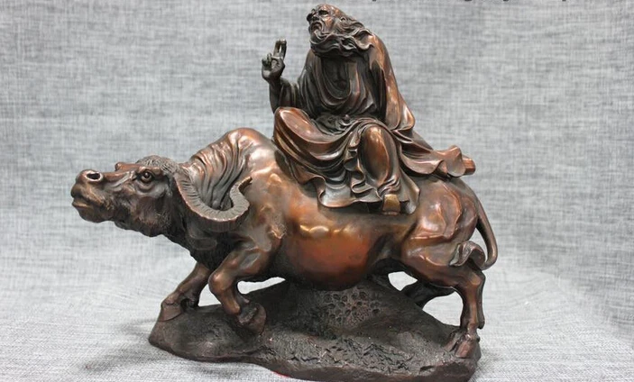 China Pure Bronze Famous Confucian Taoism Lao Tzu LaoZi Buffalo Ox Bull ...