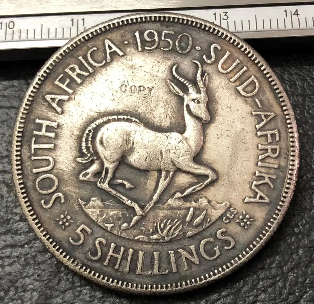 1950 South Africa 5 Shillings George VI SOUTH AFRICA SUID AFRIKA Silver plated Coin Copy-in Non ...