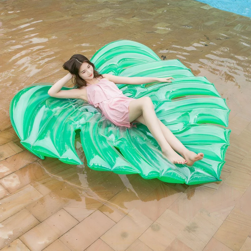 180cm 70 인치 수영장 에어 매트리스 풍선 풀 플로트 성인용 팜 리프 수영 반지 해변 수상 스포츠 재미있는 완구공기