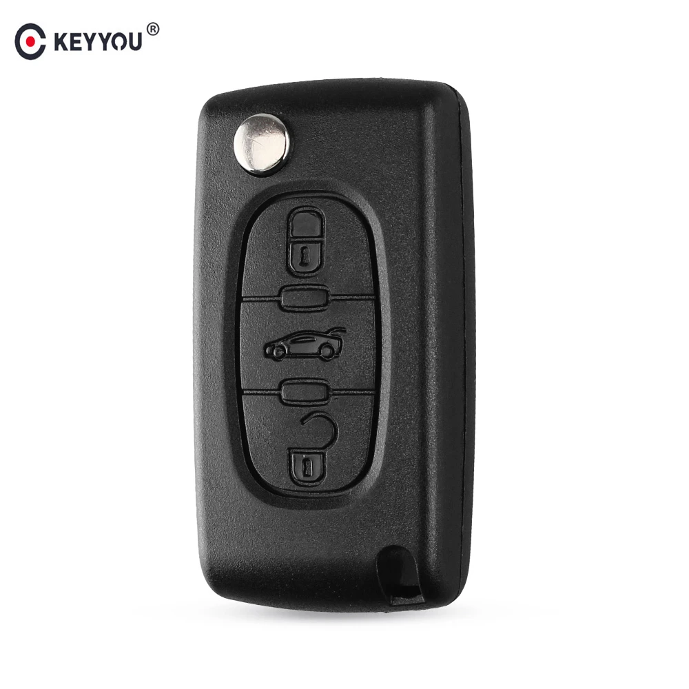 KEYYOU 3 Buttons Flip Remote Key Case Shell Key Fob For PEUGEOT 407 307 ...