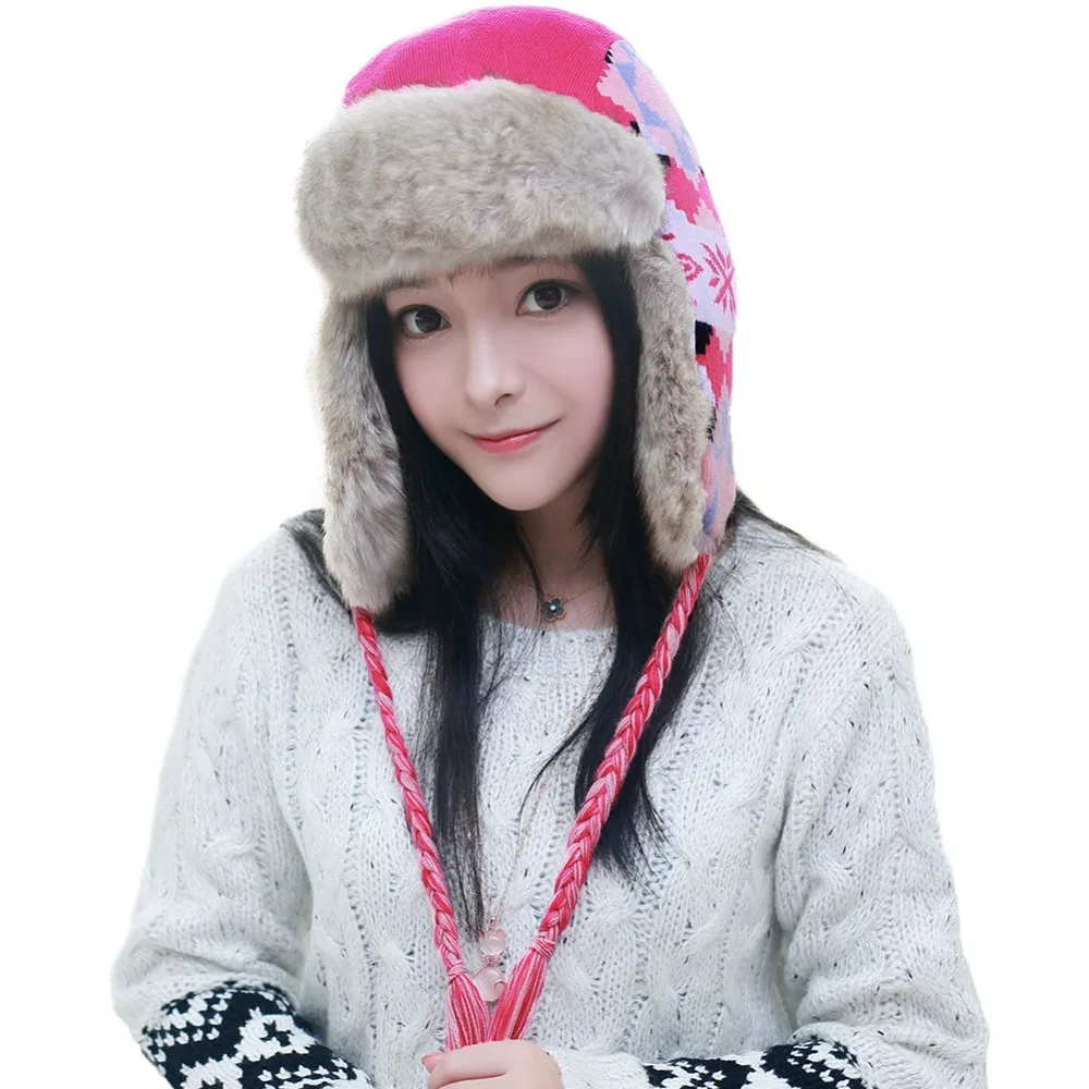 SIGGI Women russian bomber hat winter earflap faux fur trapper autumn ...