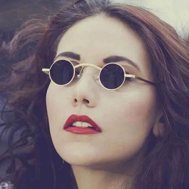 Brand Vintage Round Sunglasses Women Men Steampunk small Metal Frame ...