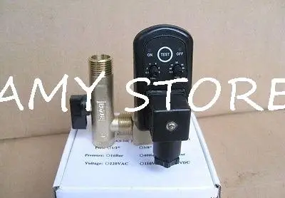 220V 1/2" Automatic Timer Compressor Condensate Drain Timer Solenoid ...