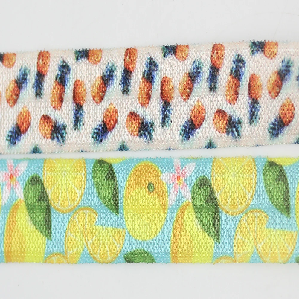 10 Yards 20 Yards 16mm Fruit Printed Elastic Ribbon 5/8 Yellow Lemon ...