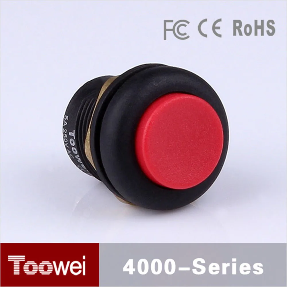 A4166 High Head round waterproof push button switch red 16mm lacthing ...