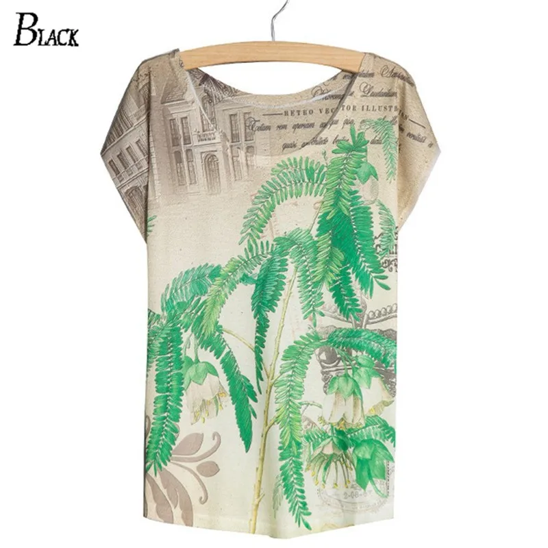 1PC 30% cotton Short Sleeve naturally green foliage Printed T Shirt ...