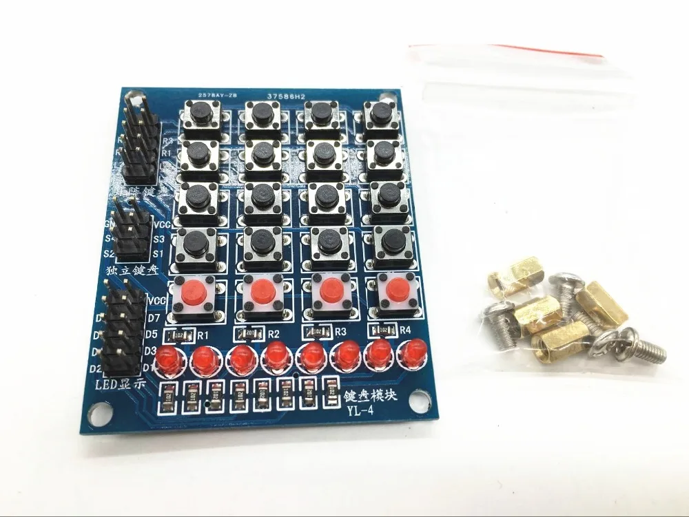 8 LED 4x4 Push Buttons 16 Keys Matrix Independent Keyboard Module For ...