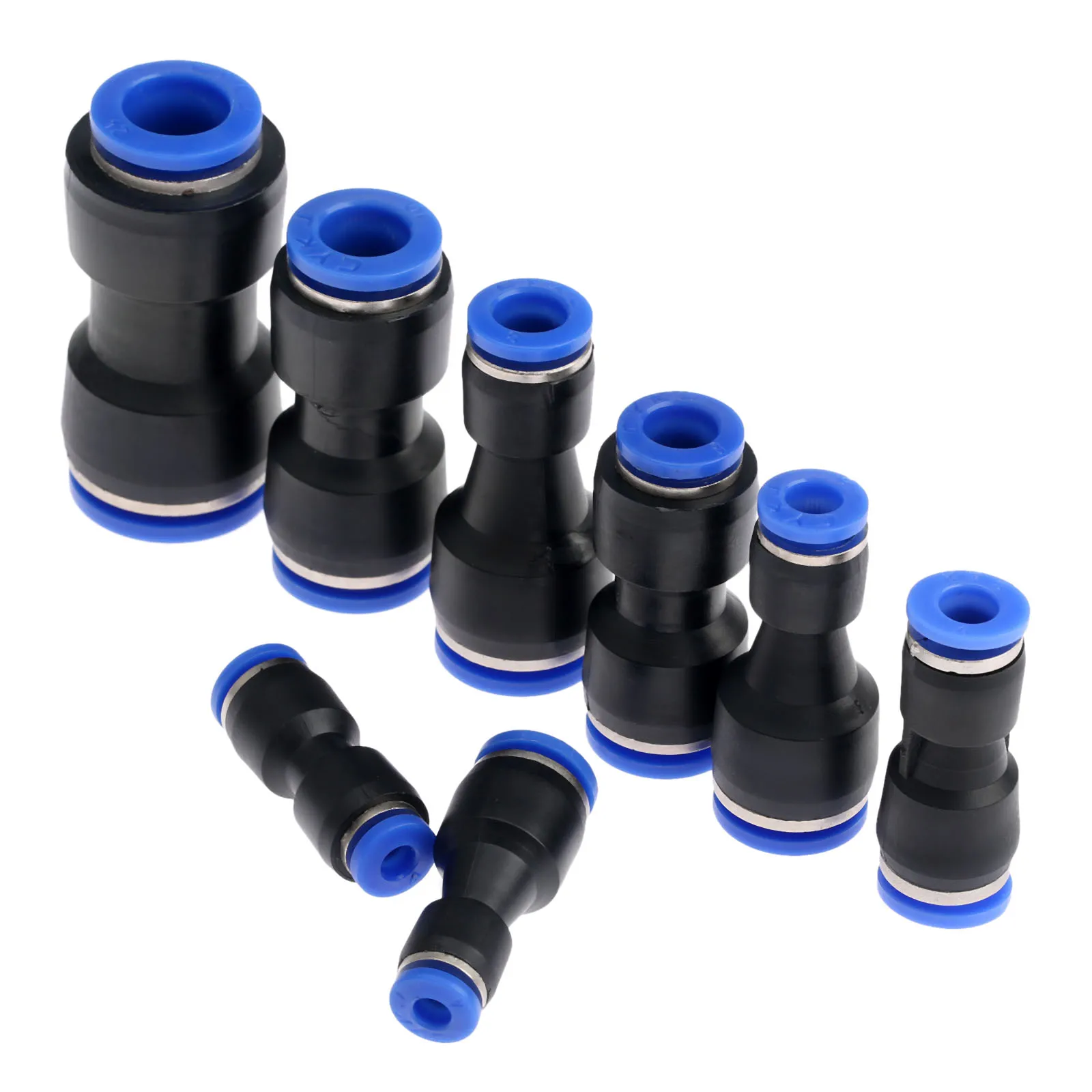 5Pcs Pneumatic Fittings Push In Straight Reducer Connectors For Air