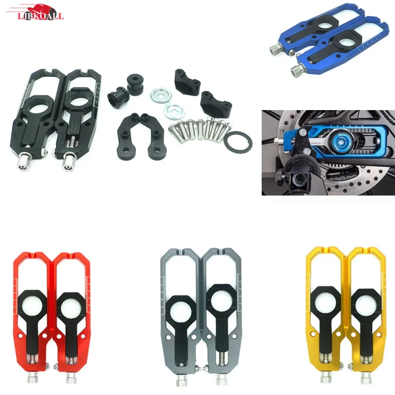 2 Pcs Motorcycle Parts CNC Aluminum Chain Adjusters Tensioner Catena w ...