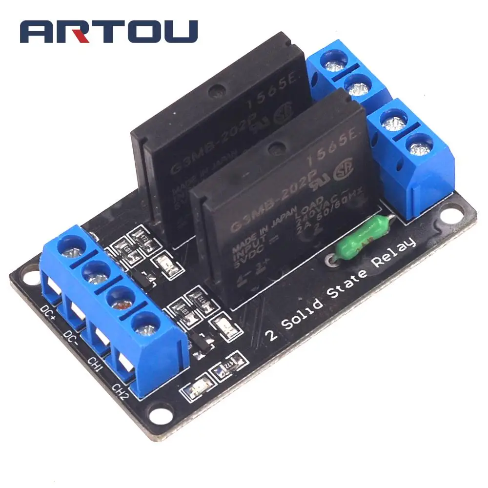 5V 12V 24V 3 24V 2 Channel Solid State Relay Module High Level Trigger ...