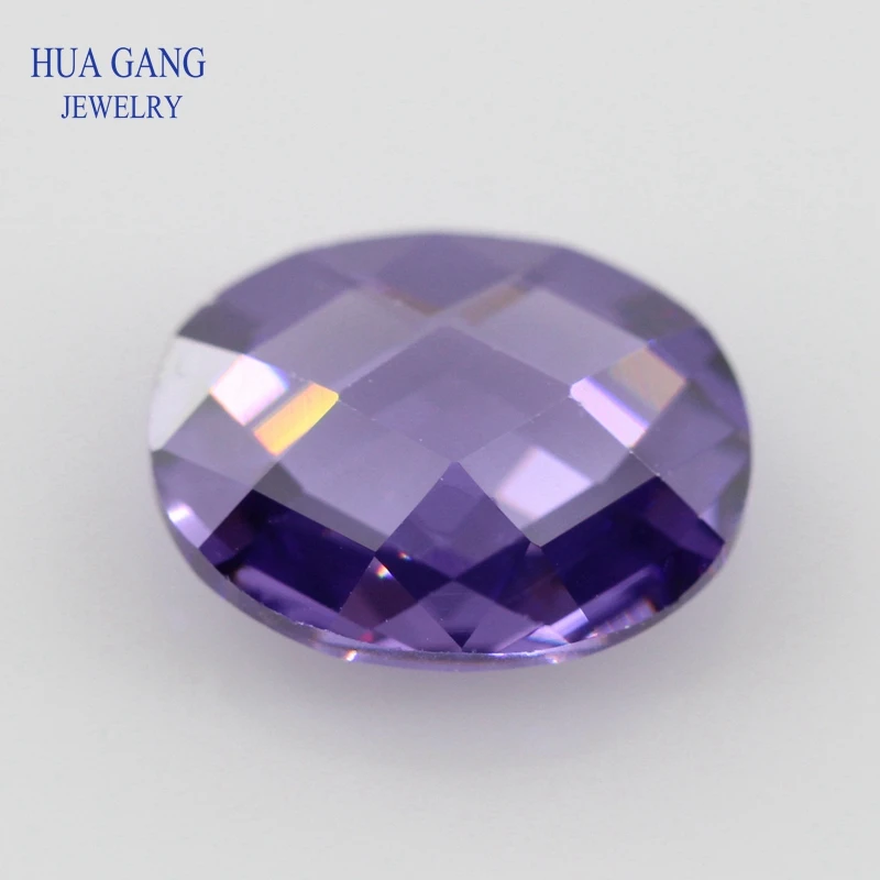 Purple CZ Stone Oval Shape Double Checkerboard Synthetic Gems Cubic ...