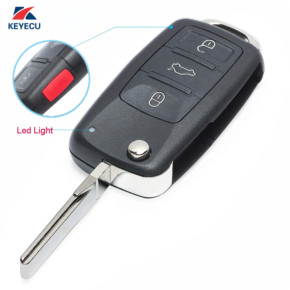 Keyecu Replacement Aftermarket Flip Remote Car Key Fob 3 Button For Vw ...