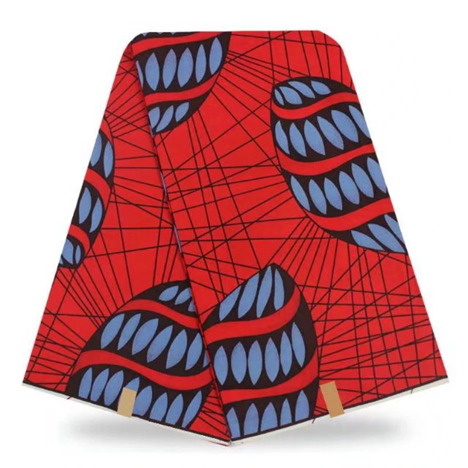 Latest Red African Wax Fabrics Premier Hot Ankara Fabric Deluxe Java