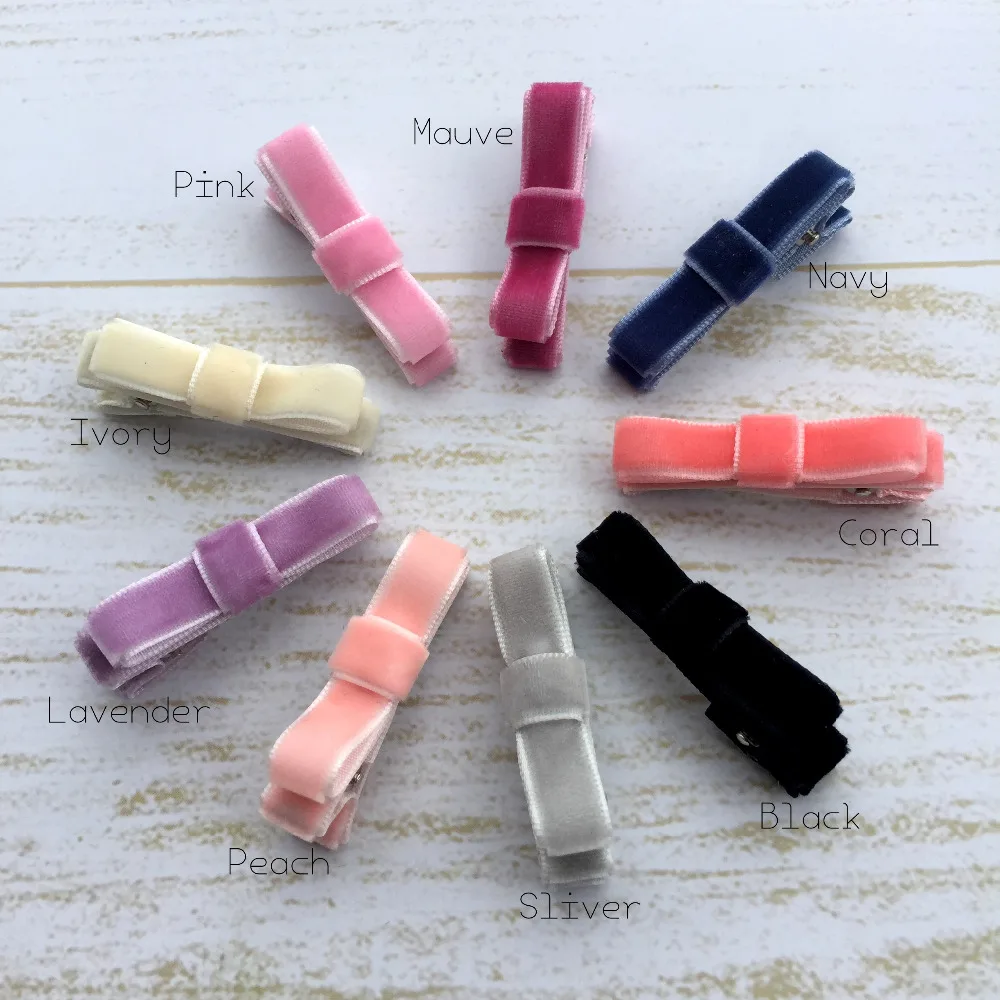 18Pcs/Lot Handmade Velvet Hair Clips Velvet Ribbon Bow Hairpins for ...