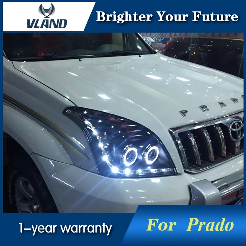 Led Anjo Olhos Cabeça Lâmpada Para Toyota Prado Faróis Fj120 Lc120 2003 ...