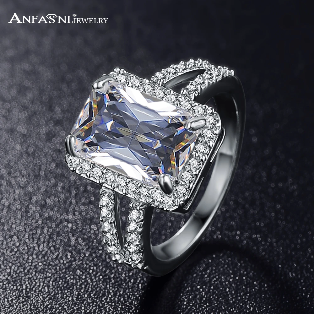 Buy Anfasni Big Rectangle Cut Princess Ring Silver