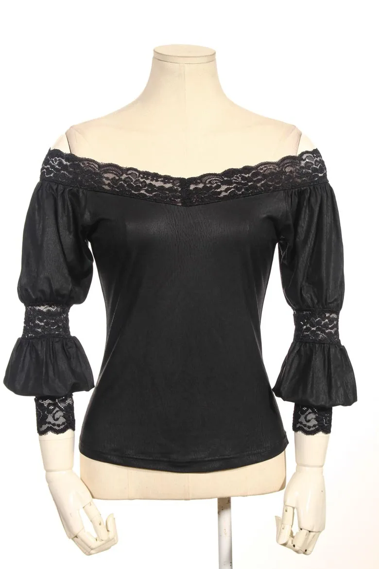 Rq Bl Sexy Gothic Off Shoulder Bat Sleeves Steampunk Shirt Sp095 In