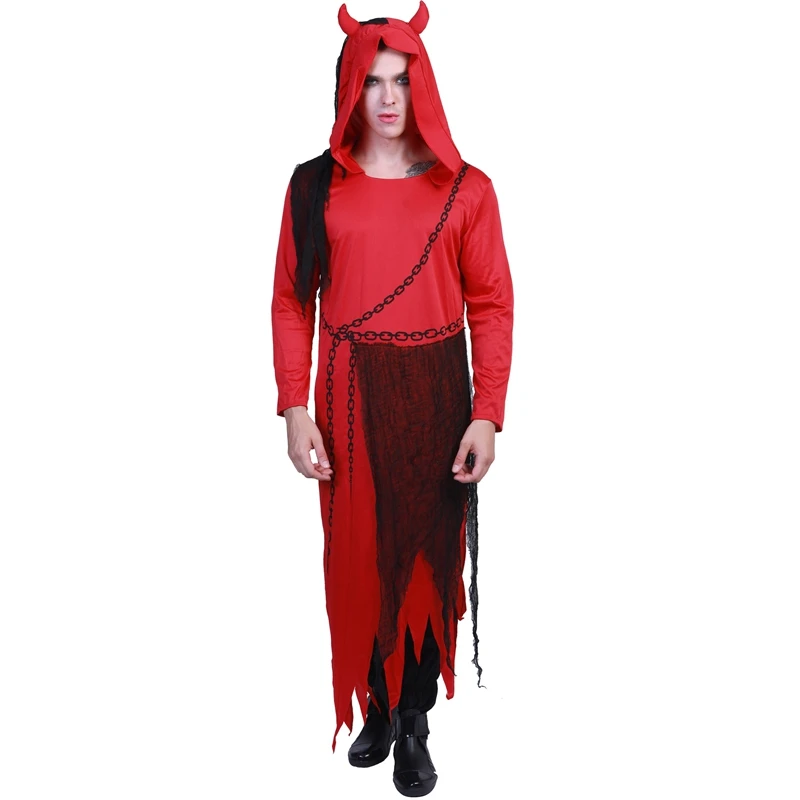Adult Men Tricky Red Shackle Devil Scary Demon Lord Fancy Dress ...