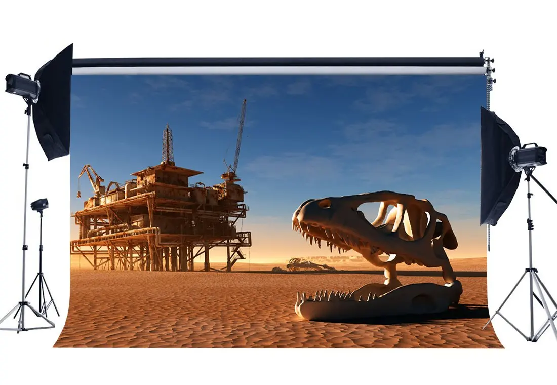 Dinosaur Fossils Backdrop Jurassic Period Nature Landscape Desert Sand ...