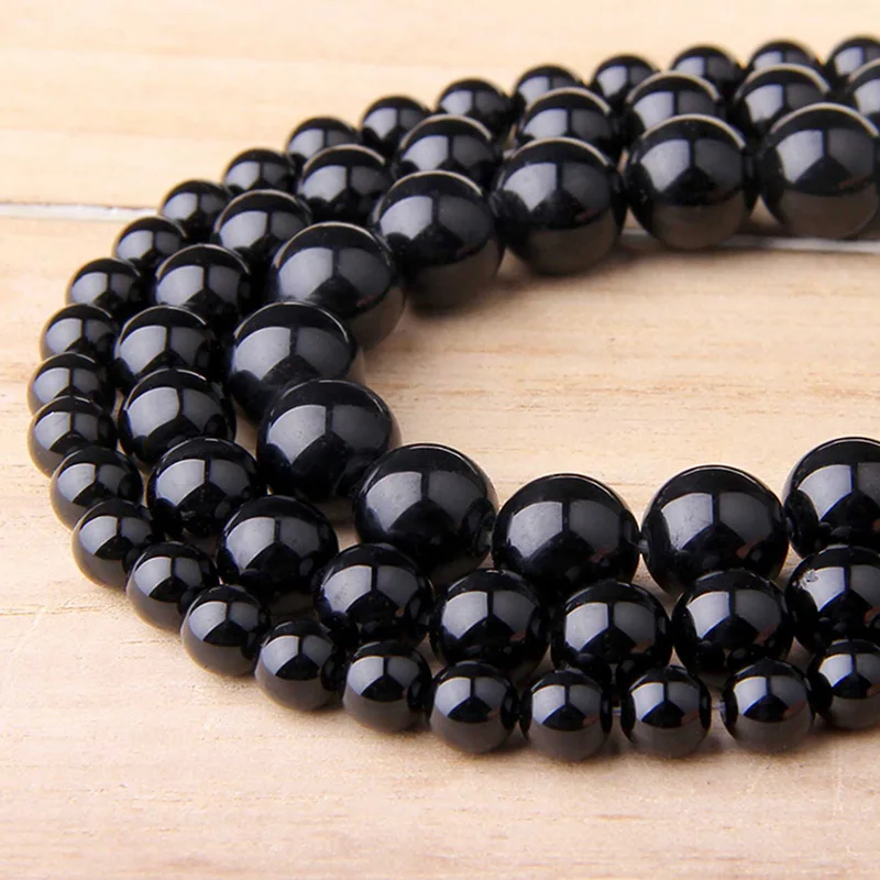 Natural AB Black Agates Beads 6 mm 8 mm 10 mm 12 mm Polished Round ...