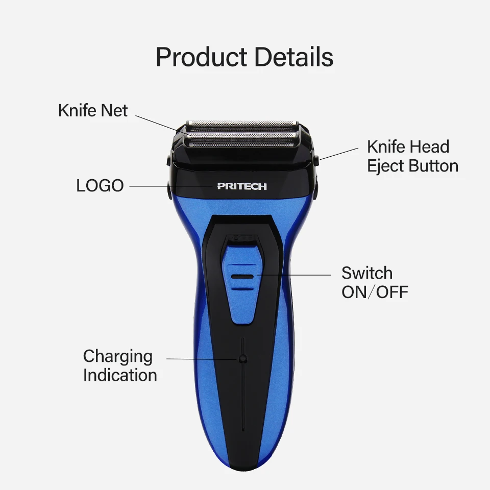 PRITECH Electric Shaver Rechargeable Electric Razor Shaver For Men ...