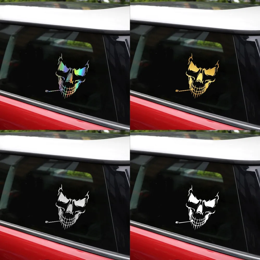 Car Stickers And Decals Smoking 3D Skull Stickers On Car Bumper ...