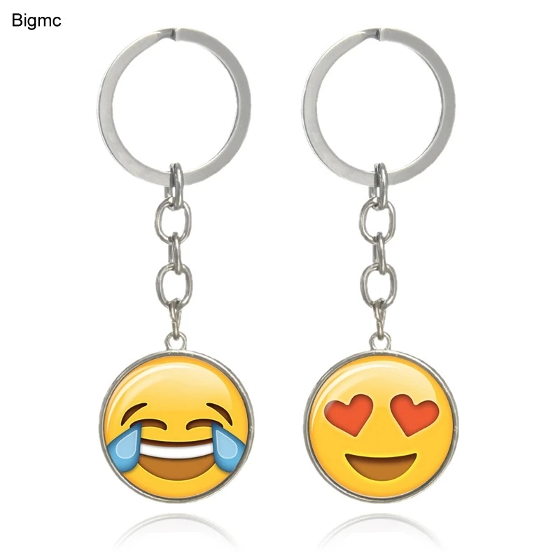 New Fashion Lovely Emoji Emoticon Funny Keychains Keyrings Silver Color ...