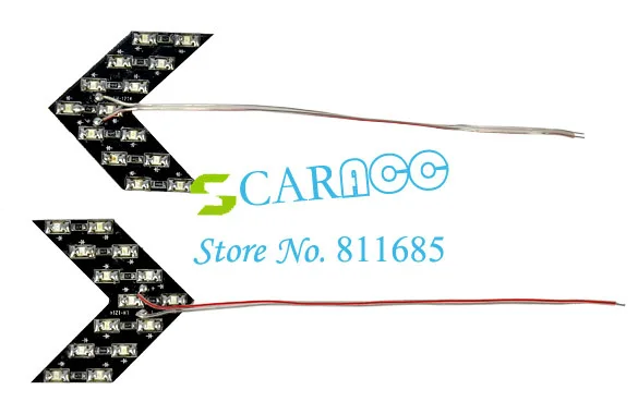 2pcs 3 Colors 14 SMD LED Arrow Panels Light For Car Side Mirror Turn ...