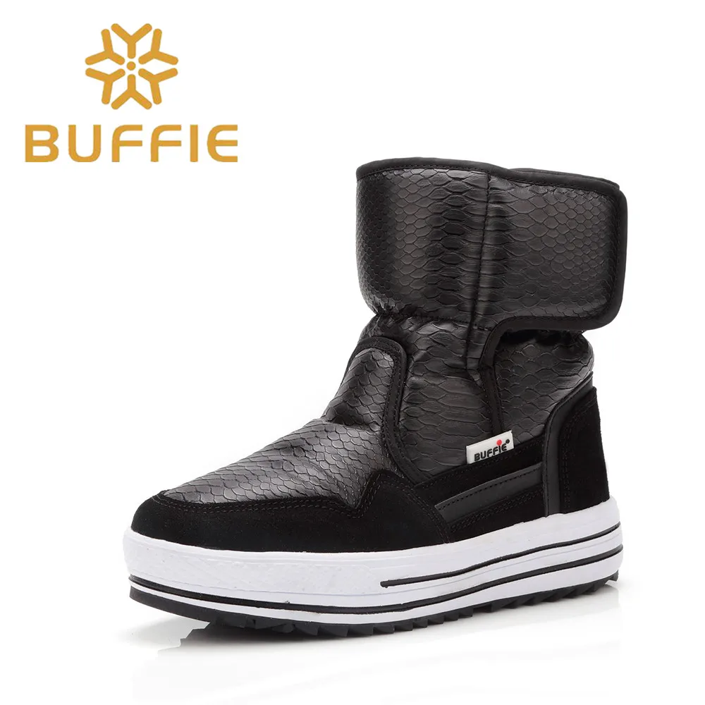 Original Brand BUFFIE Women Boots Flat Ankle Black Winter Boots ...