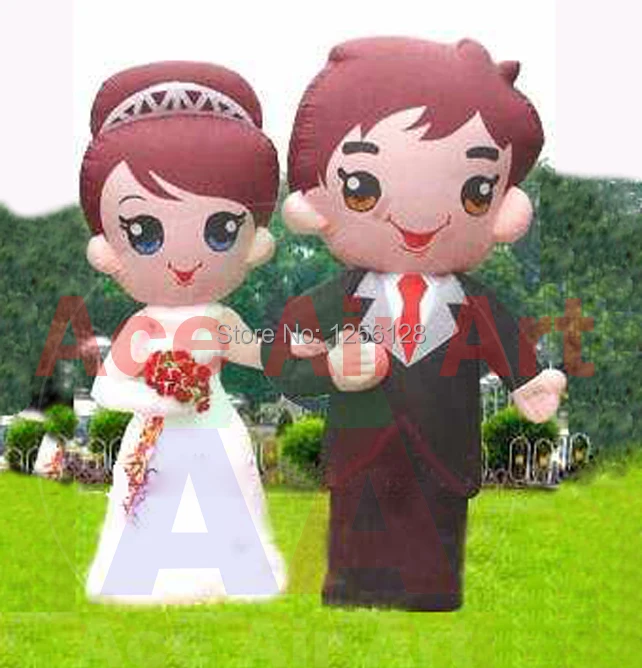 4m H Attractive Giant Decoration Inflatable Bride And Groom From