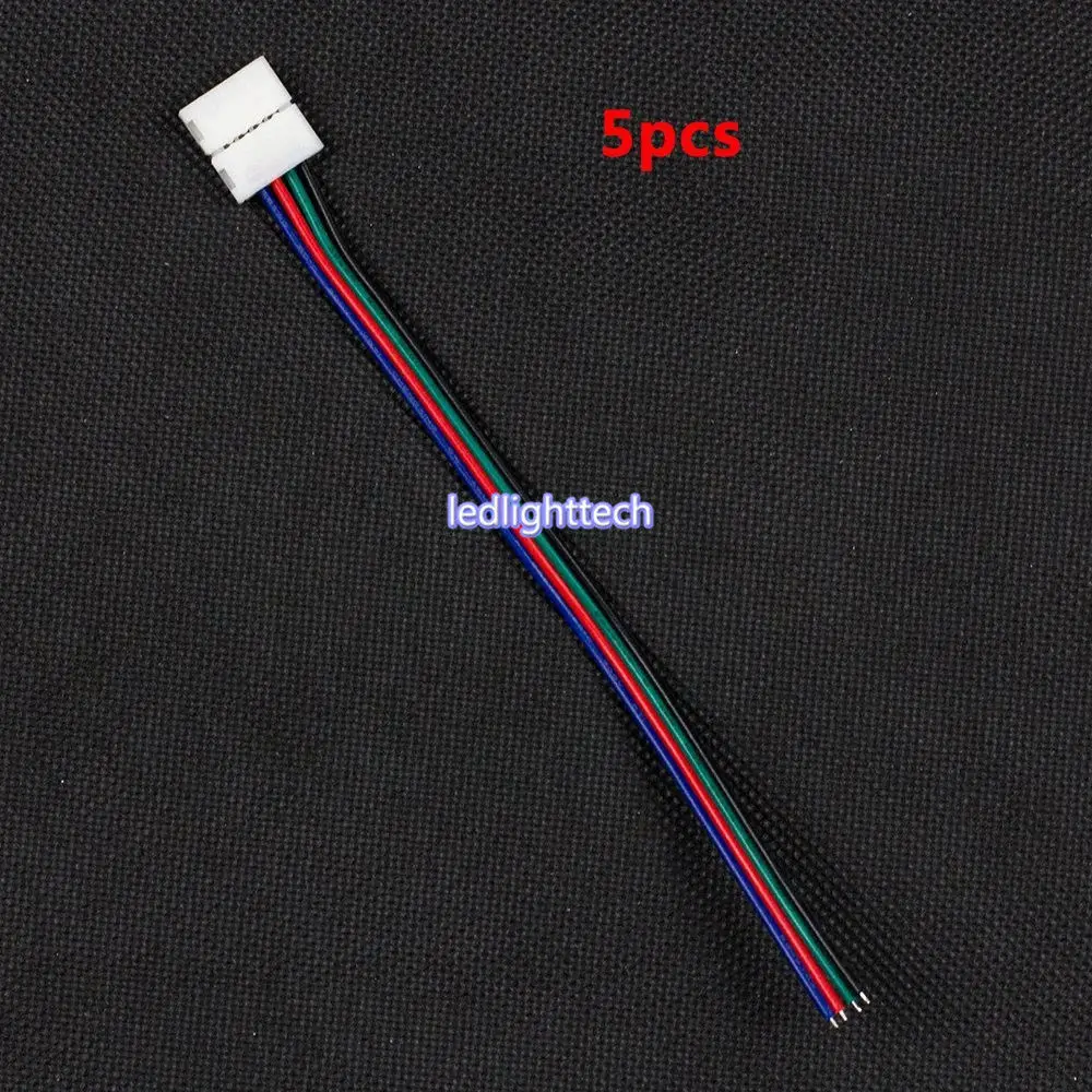 5x 4pin 10mm Rgb Cable Wire Connections Single Ends For Led Strip ...