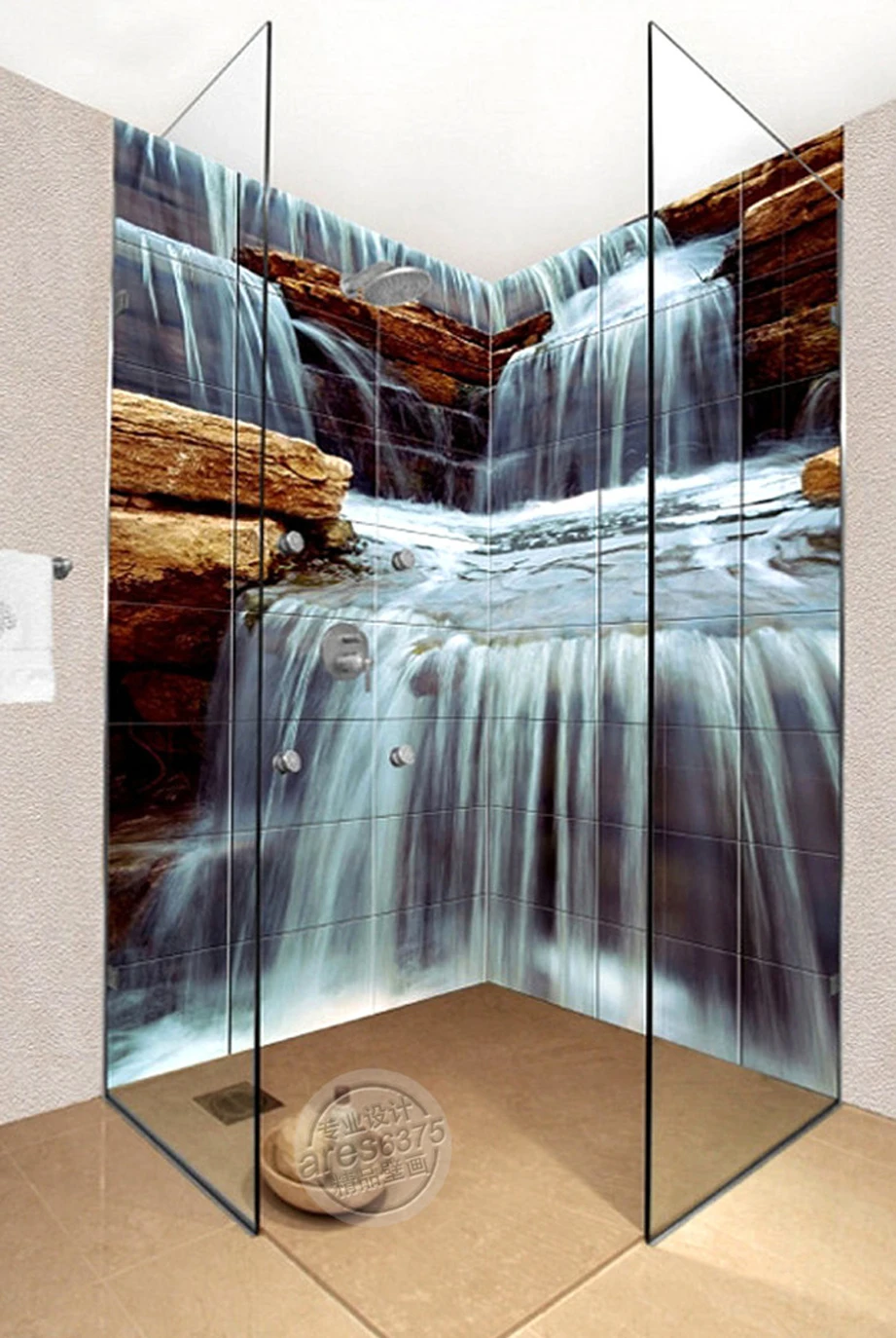 mural wallpaper Especially scenic waterfall shower room time time ...