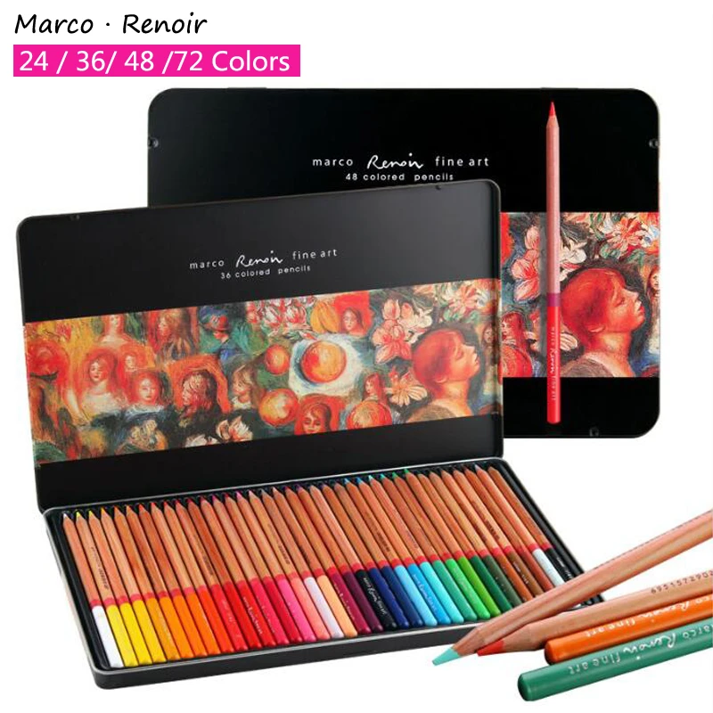 Marco Renoir Professional Color Pencil Iron Box Crayon Colored Pencils ...