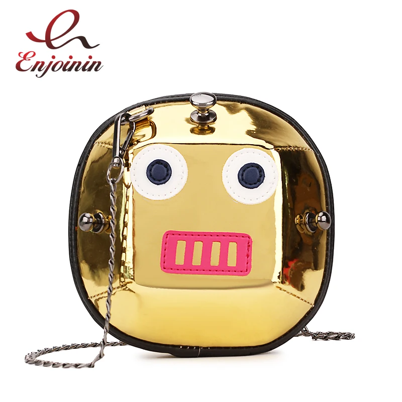 Fashion Personality Robot Modeling Pu Leather Female Flap Trend Chain ...