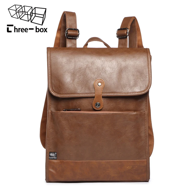 Three-box Leather Men Backpack Fashion Large Capacity Travel Bags High ...