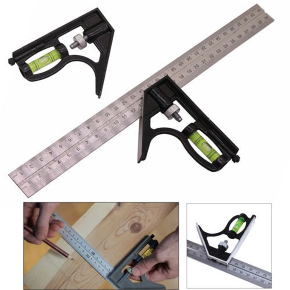Useful 12 Inch Adjustable Engineers Combination Try Square Set Right ...