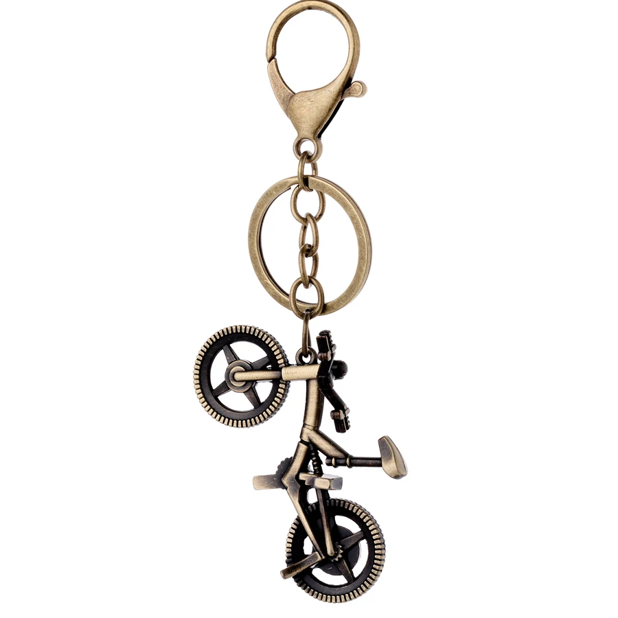 Bronze Plated Bicycle Keychain Punk Vintage Bike Style Key Chain ...