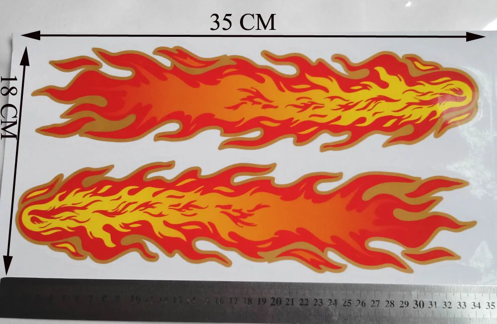 1 sheet 35CM Fire Flame motorcycle sticker chopper dirt bike ATV ...