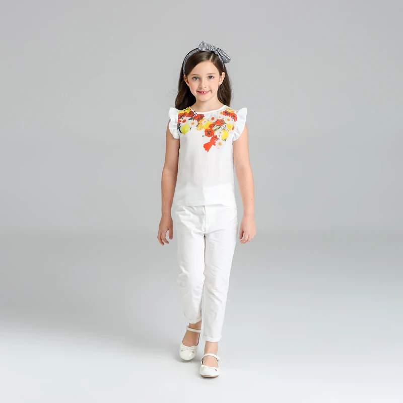 Italia diseño de marca para niños ropa para niñas flores impreso shirt ...