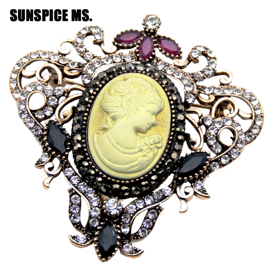 Wholesale European Hollow Flower Athena Statue Brooch Pins Antique ...