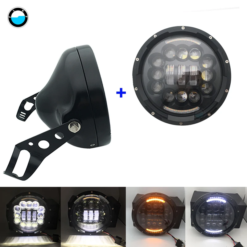 7 inch LED Headlight Halo DRL Light with 7 inch housing for motorcycle ...