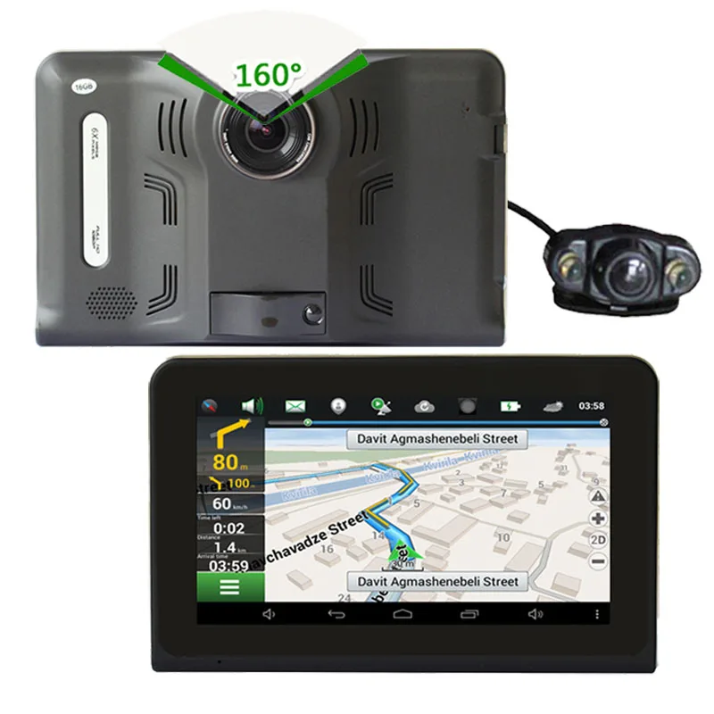 7 inch Android Car DVR GPS Radar Dash Camera Video Recorder with Rear ...