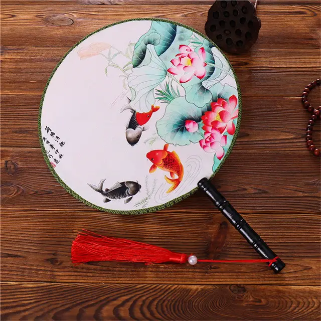 50pcs/lot Classic Handle Small Round Fan Chinese Silk Fans for Dancing ...
