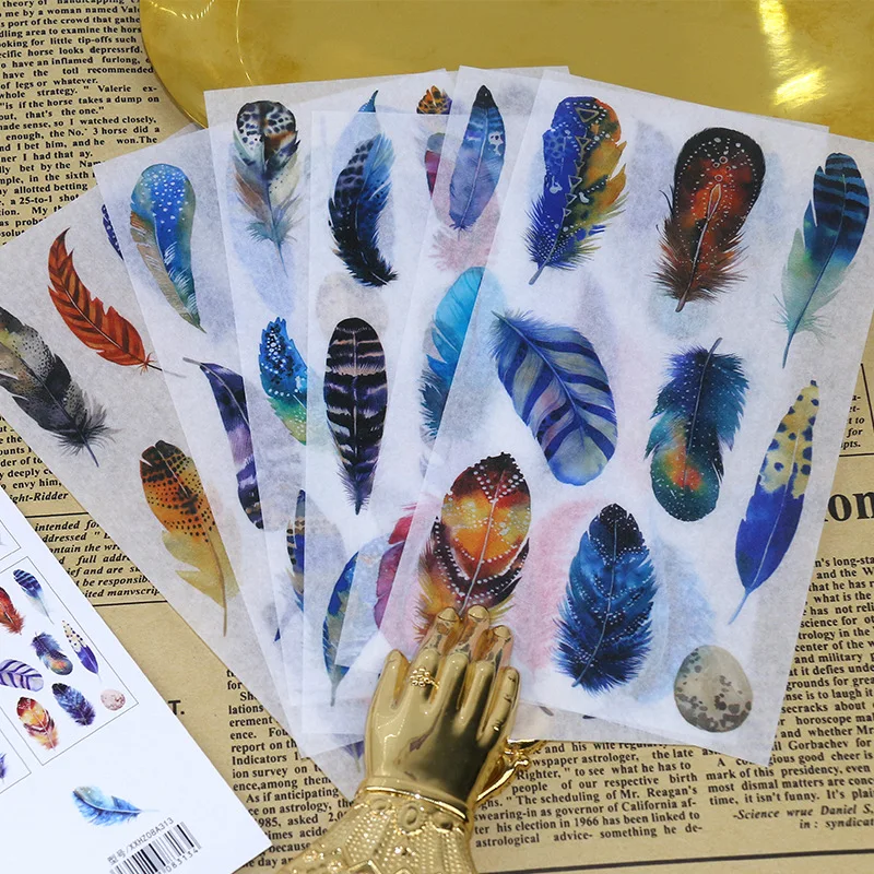 6pcs-Pack-Cute-Fantasy-Feathers-Scrapbooking-Stickers-DIY-Craft ...