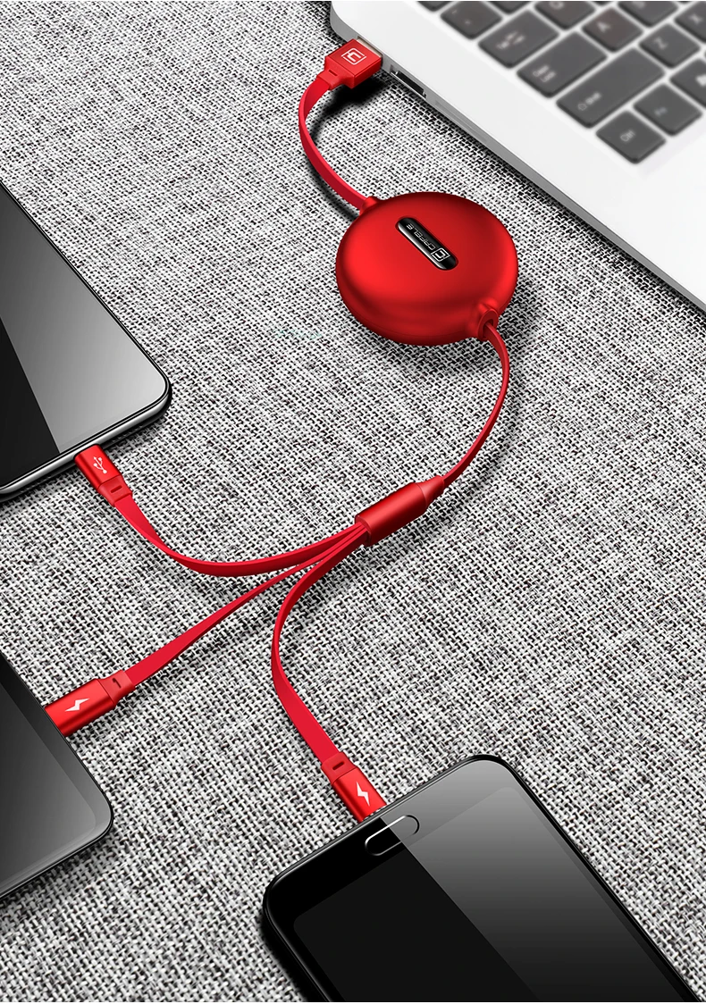 Câble téléphone,câble Micro USB Type C rétractable 3 en 1,charge rapide ...