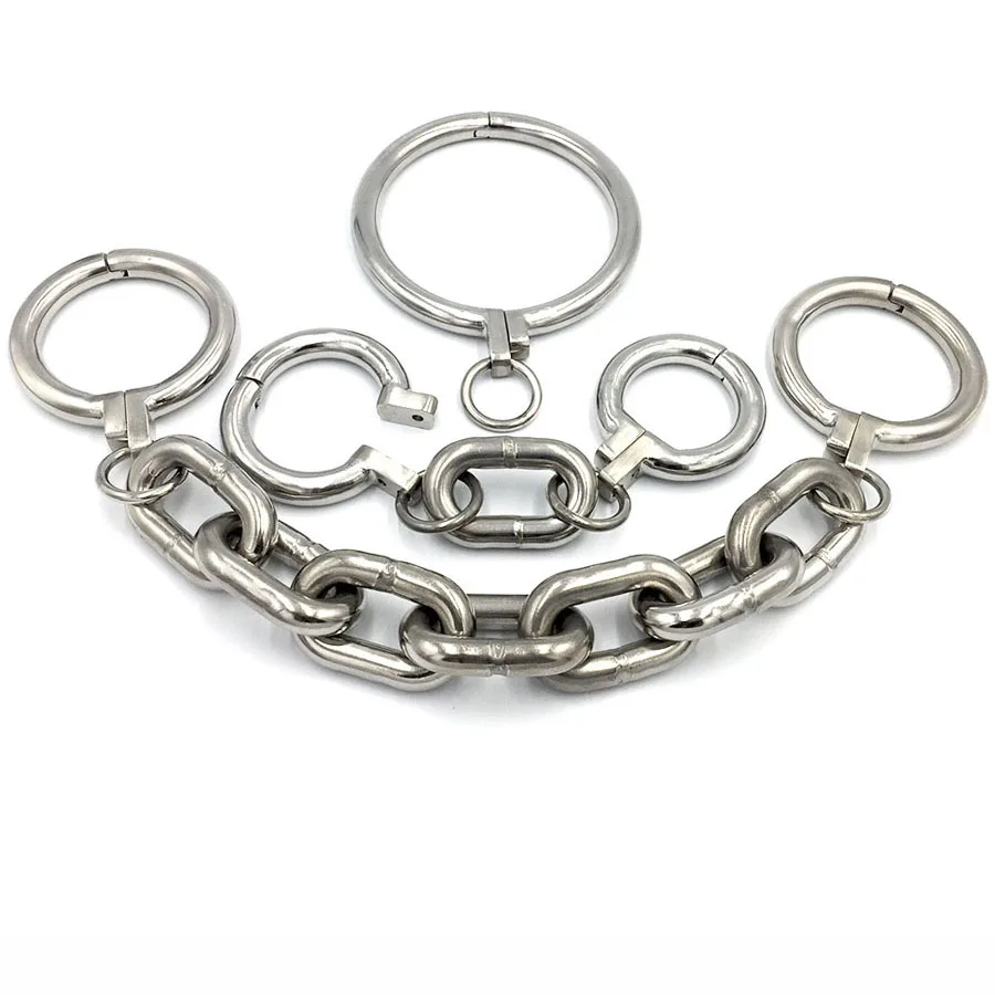 Thick Chain Hand Ankle Cuffs BDSM Collar Stainless Steel Heavy Leg ...