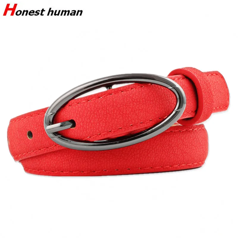 Black Metal Round Pin Buckle Belt Women's Luxury Designer Faux Leather ...