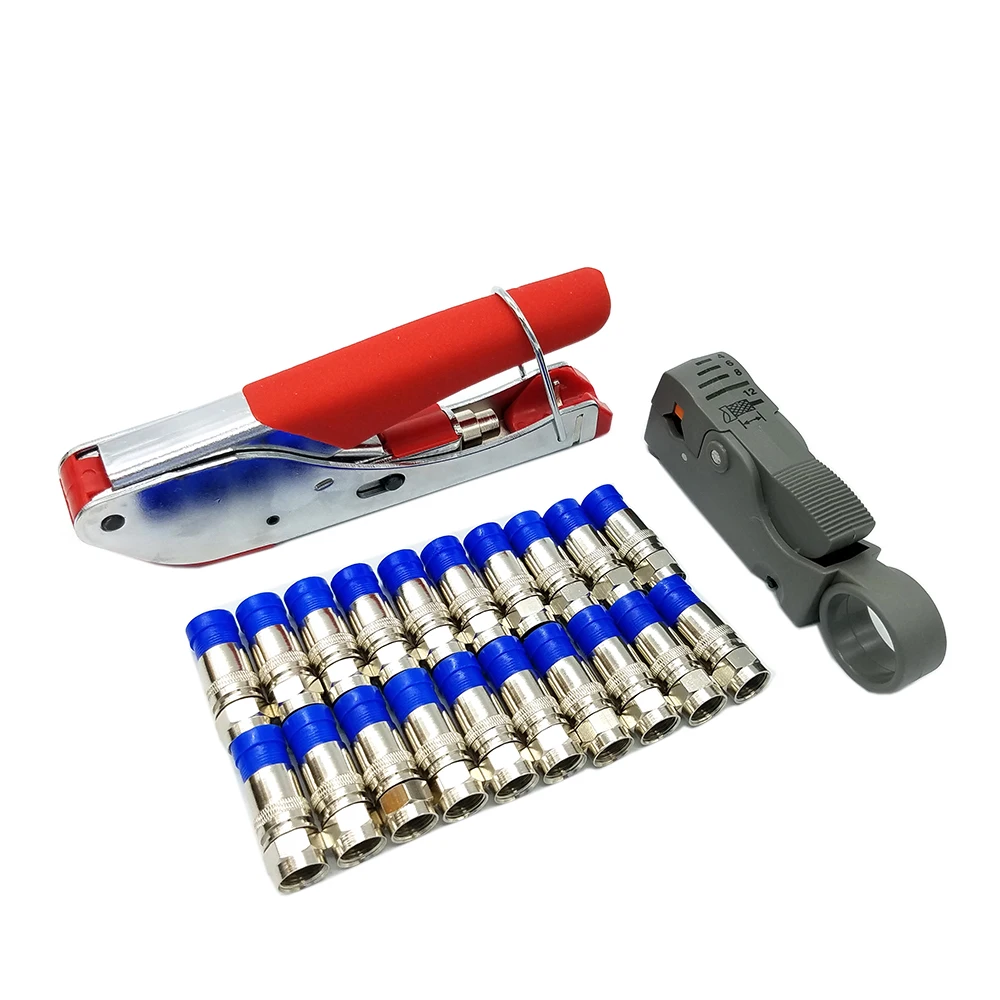 Coax Cable Crimper Coaxial Compression Tool Kit RG59/RG6 Cable TV ...